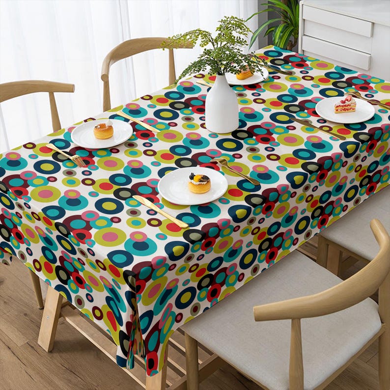 Modern Cotton Tablecloth, Color Splash Waves (rectangle Size) - Etsy UK