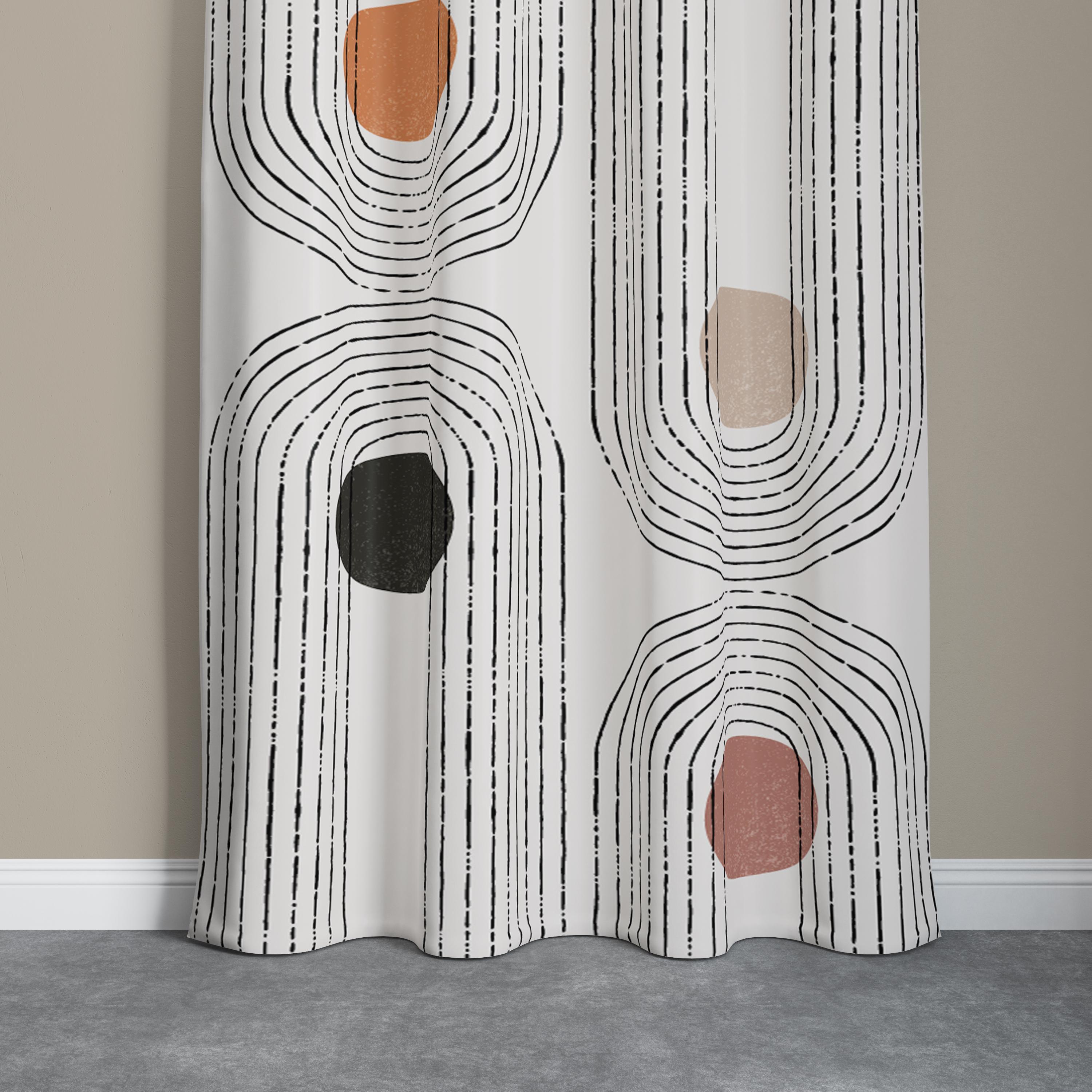 Abstract Geometric Curtain Panels, Mid Century Line Art Curtain, Boho ...