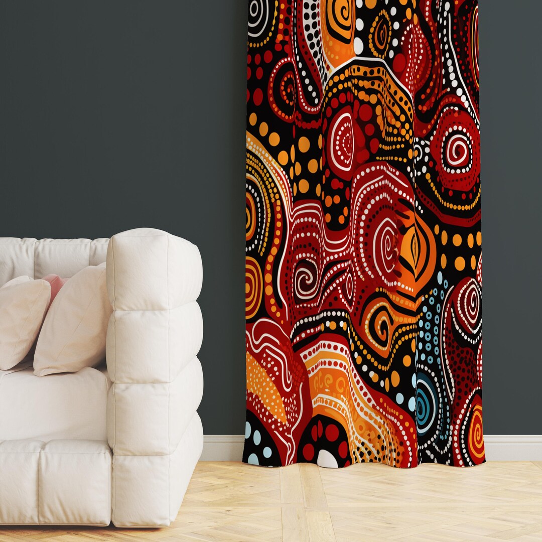 Aboriginal-inspired Dot Art Curtain, Vibrant Tribal Boho Drapes ...