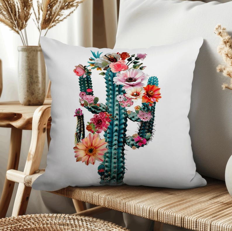Accent Pillow Cover: Whimsical Flowers and Botanical Illustrations ...