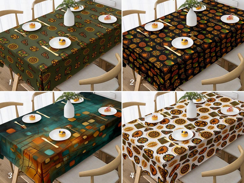 Boho African Table Linen, Olive Green Tribal Pattern (rectangle) - Etsy