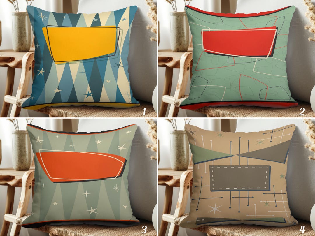 Retro Throw Pillow Cover: 1950s Atomic Shapes, Mid Century Modern - Etsy