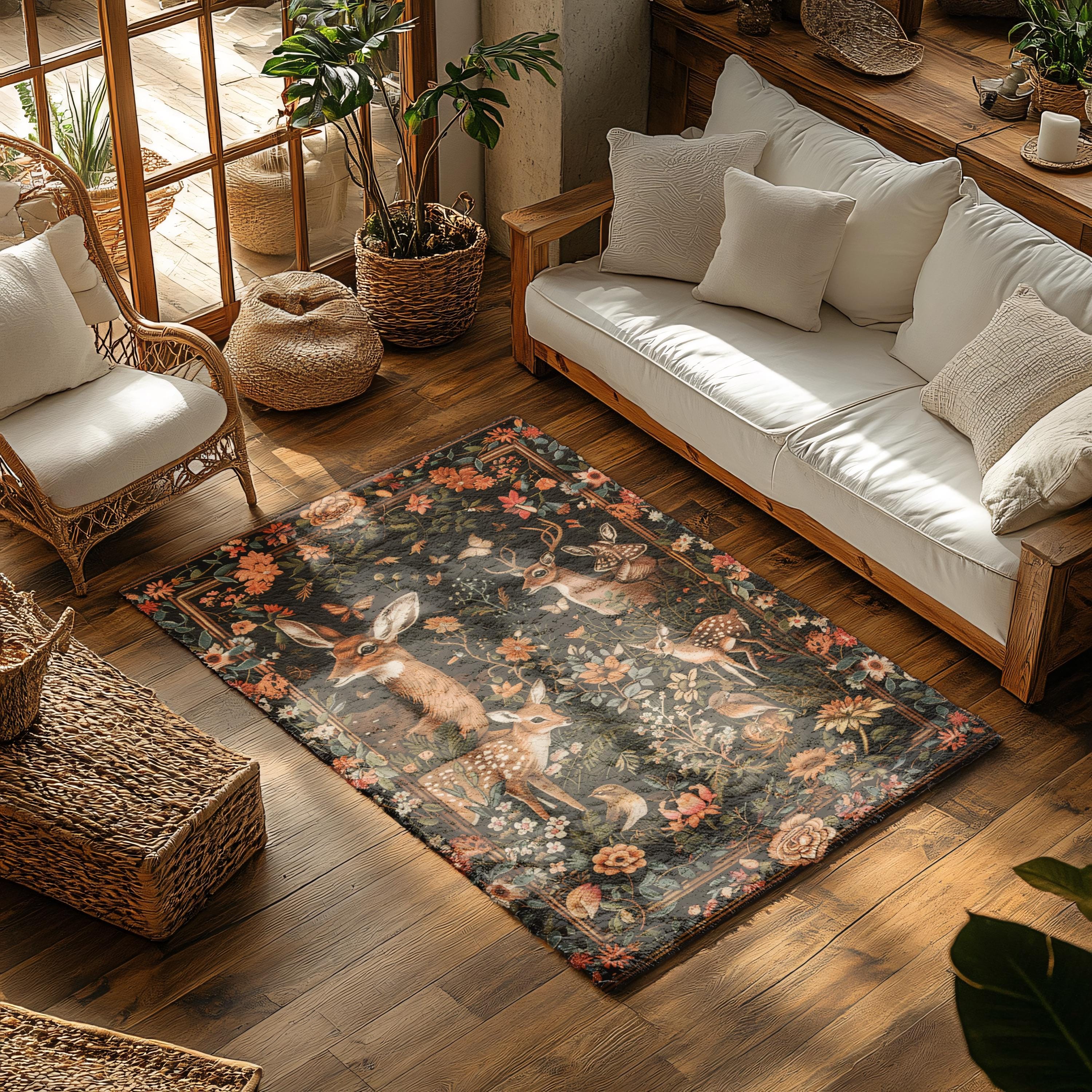 Woodland Home Decor Dramatic Rug Forestcore Decor Vintage Inspired Rug ...