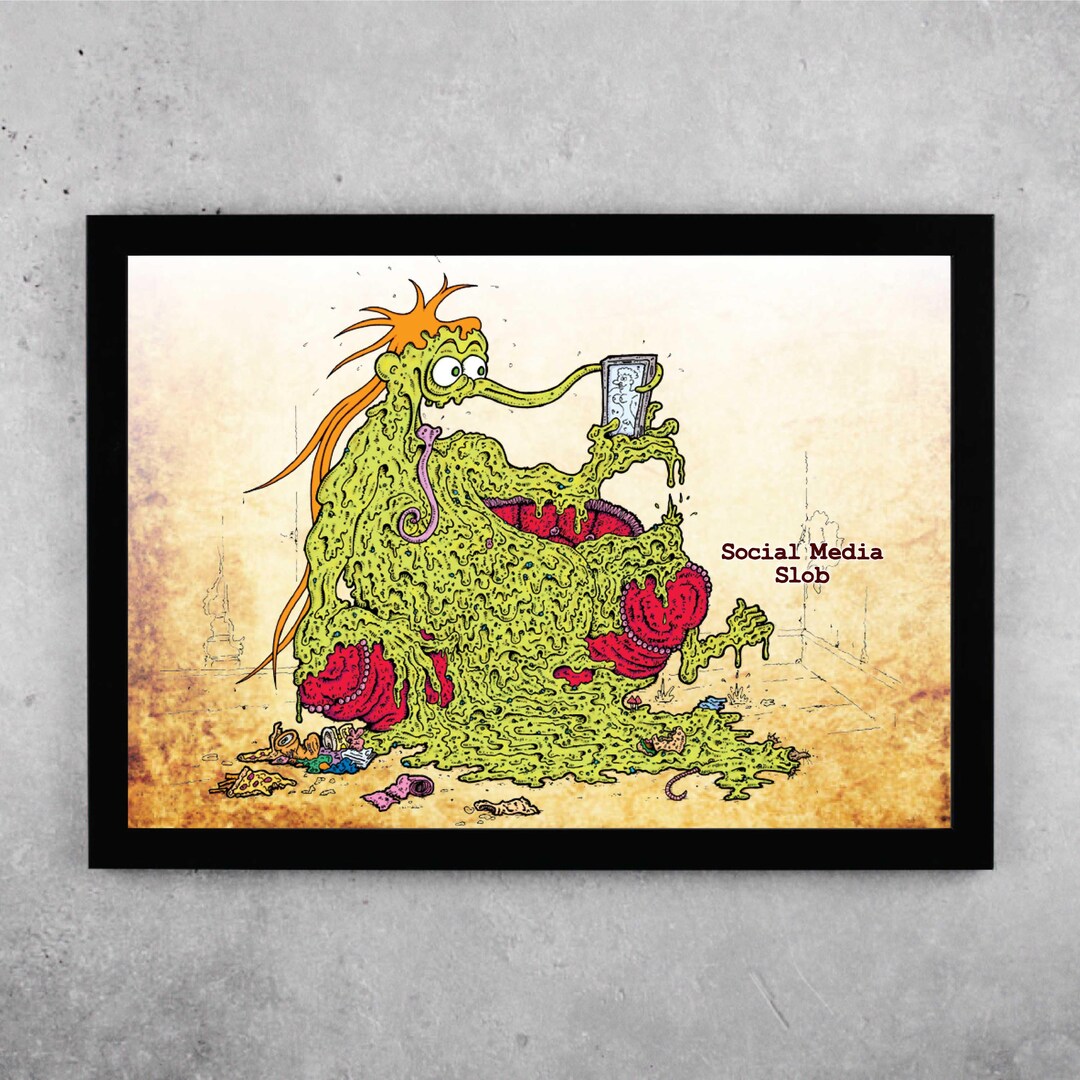 Social Media Slob Art Print / Cartoon Wall Art / Internet Troll ...