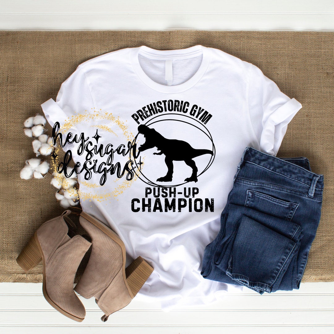 Prehistoric Gym Push up Champion T-rex Tyrannosaurus Rex Funny PNG for ...