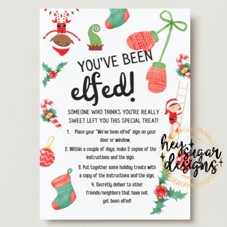 You've Been Elfed Printable Christmas Neighbor and Friends Activity ...