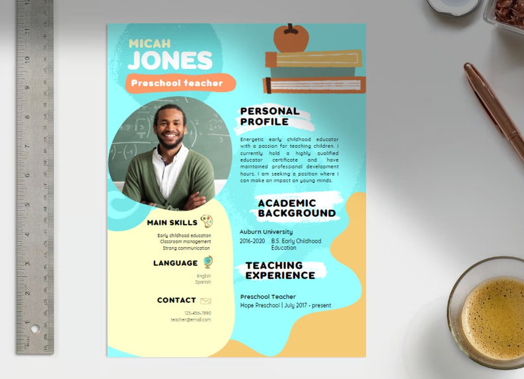 Education Resume Template, Colorful, Educator, Teacher, Professional ...