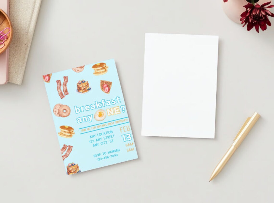 Editable Breakfast Anyone Birthday Invitation Template, Birthday Party ...