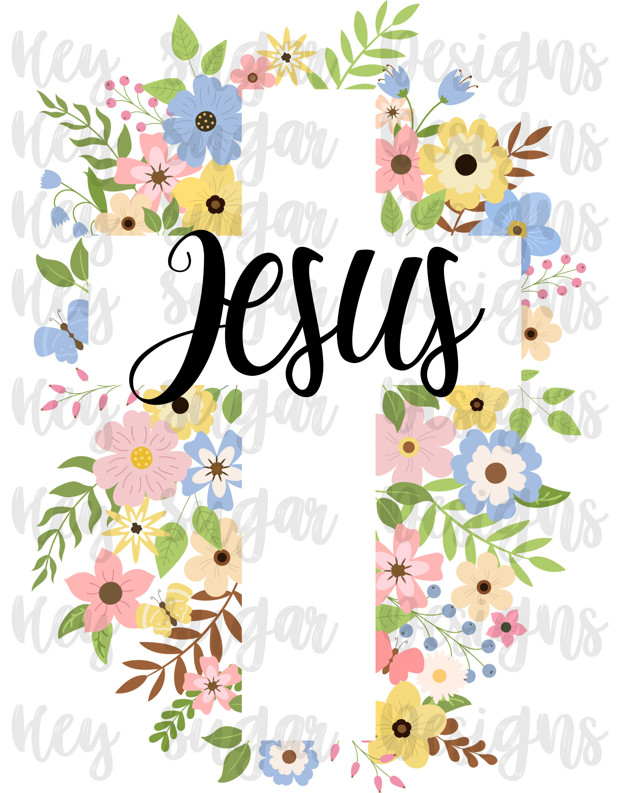 Floral Cross Jesus PNG for Sublimation, Screenprint, Easter - Etsy