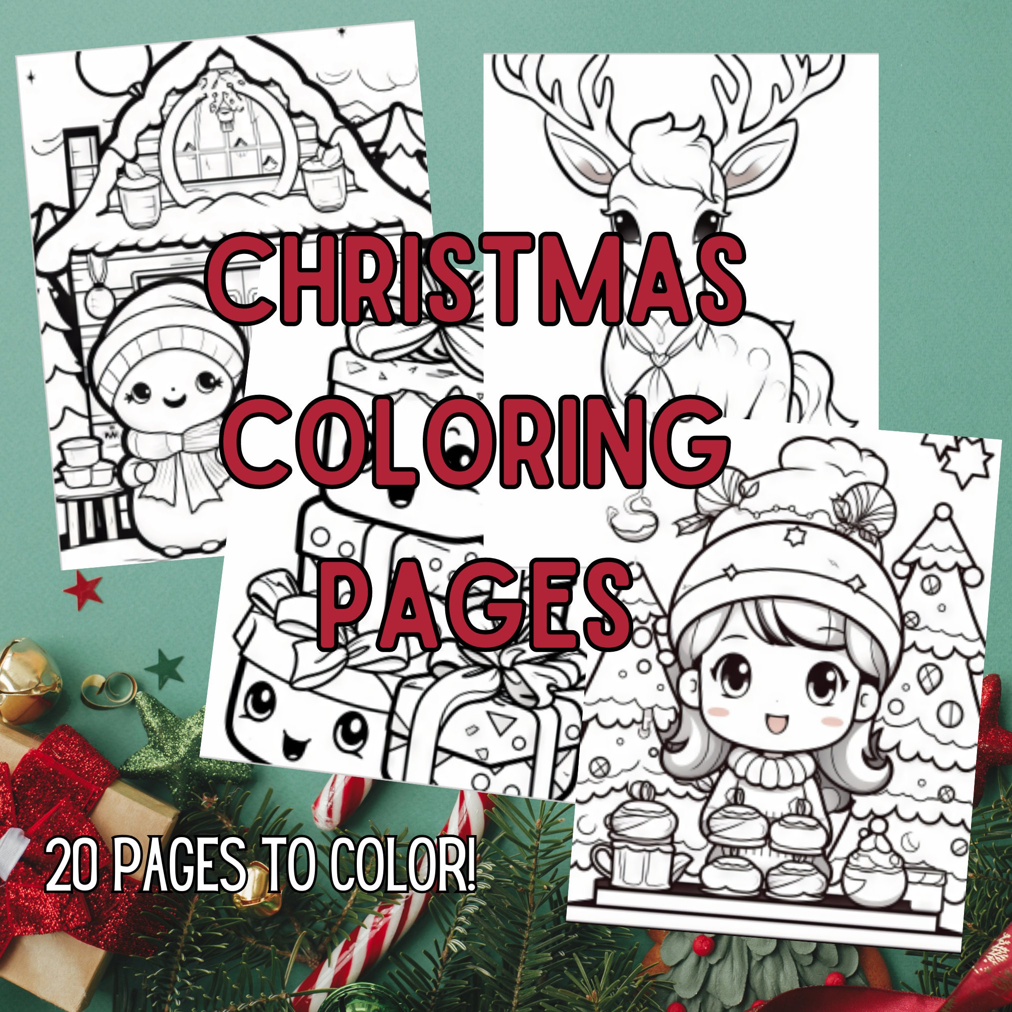 Printable Black and White Christmas Winter Coloring Pages 20 Pages ...