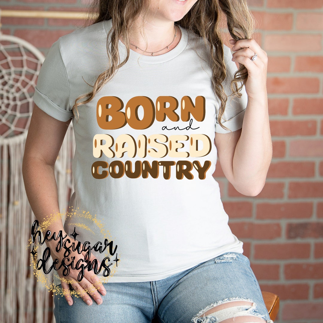Born and Raised Country Bubble Letters Brown Tan Neutral PNG for ...