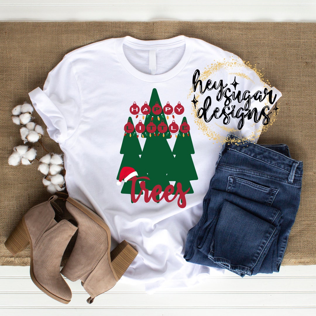 Happy Little Trees Christmas PNG for Sublimation, Screenprint - Etsy