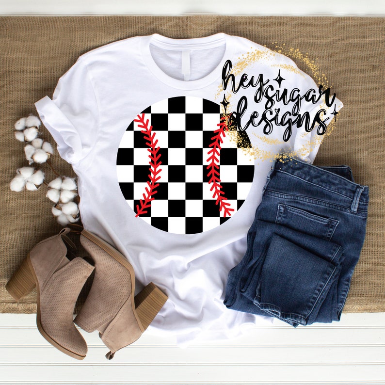 Checkered Baseball Softball PNG for Sublimation | Screenprint | DTF ...