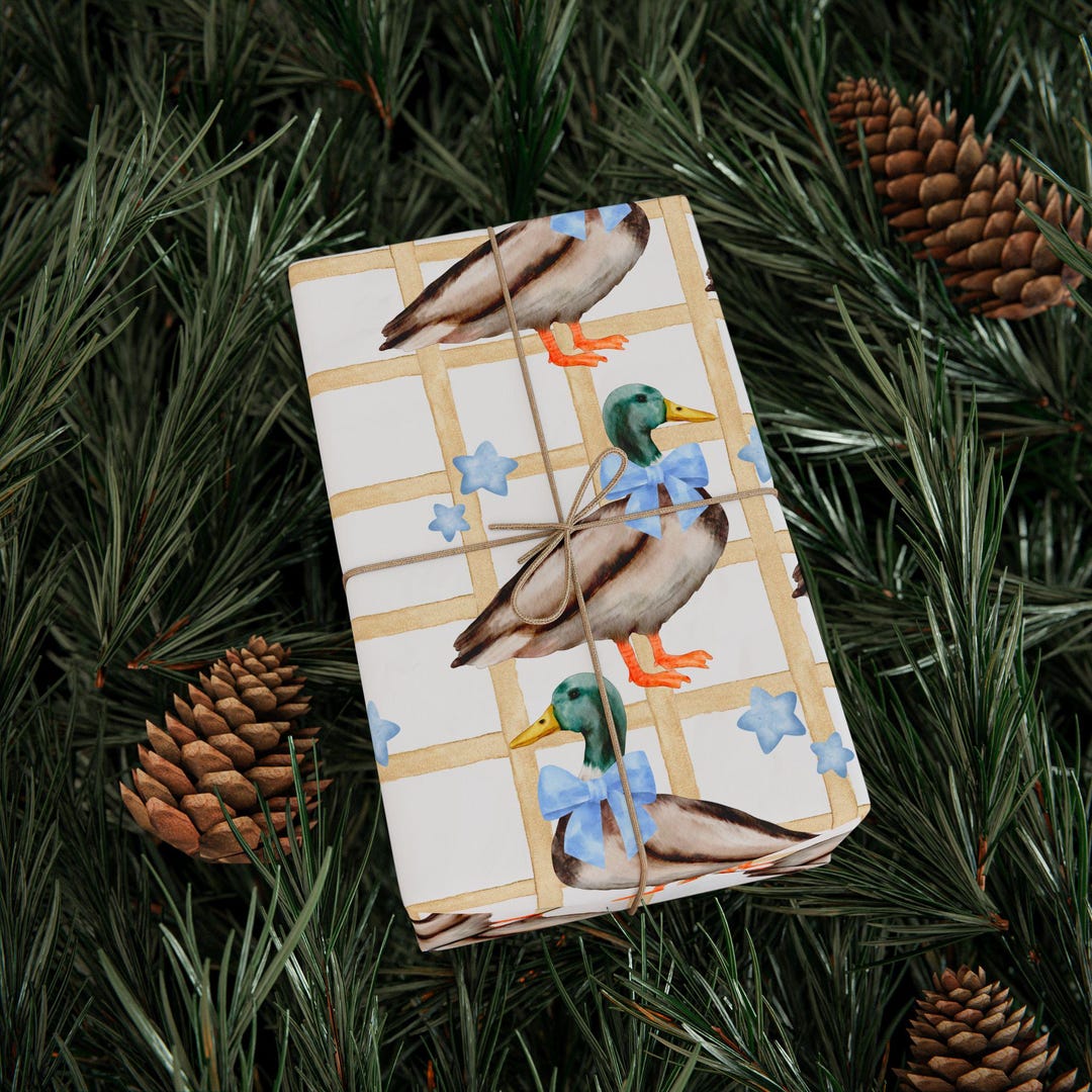 Watercolor Ducks Wrapping Paper | Bird Pattern Gift Wrap Sheets - Etsy
