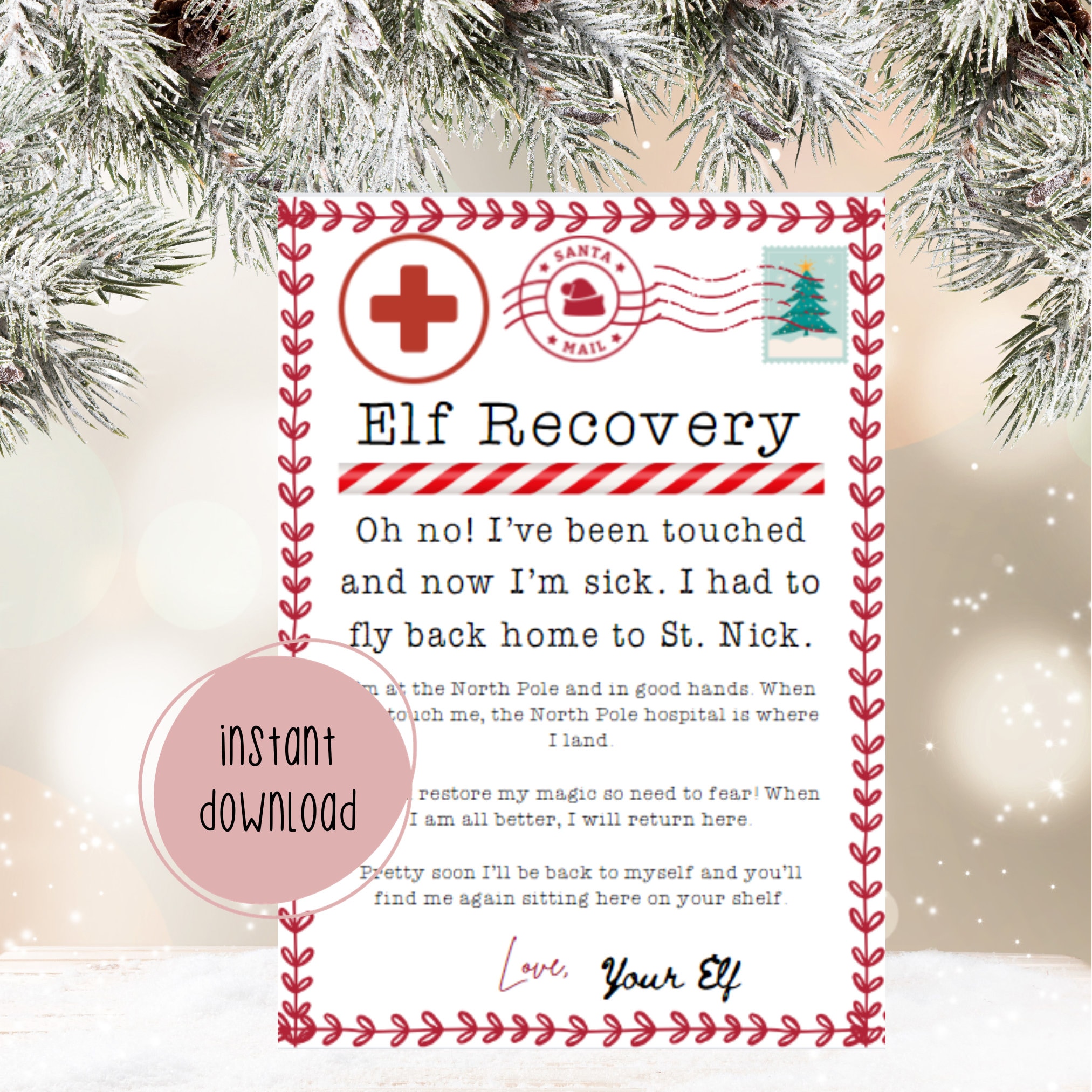 Elf Recovery Letter and Certificate | Christmas Elf | Instant Download ...