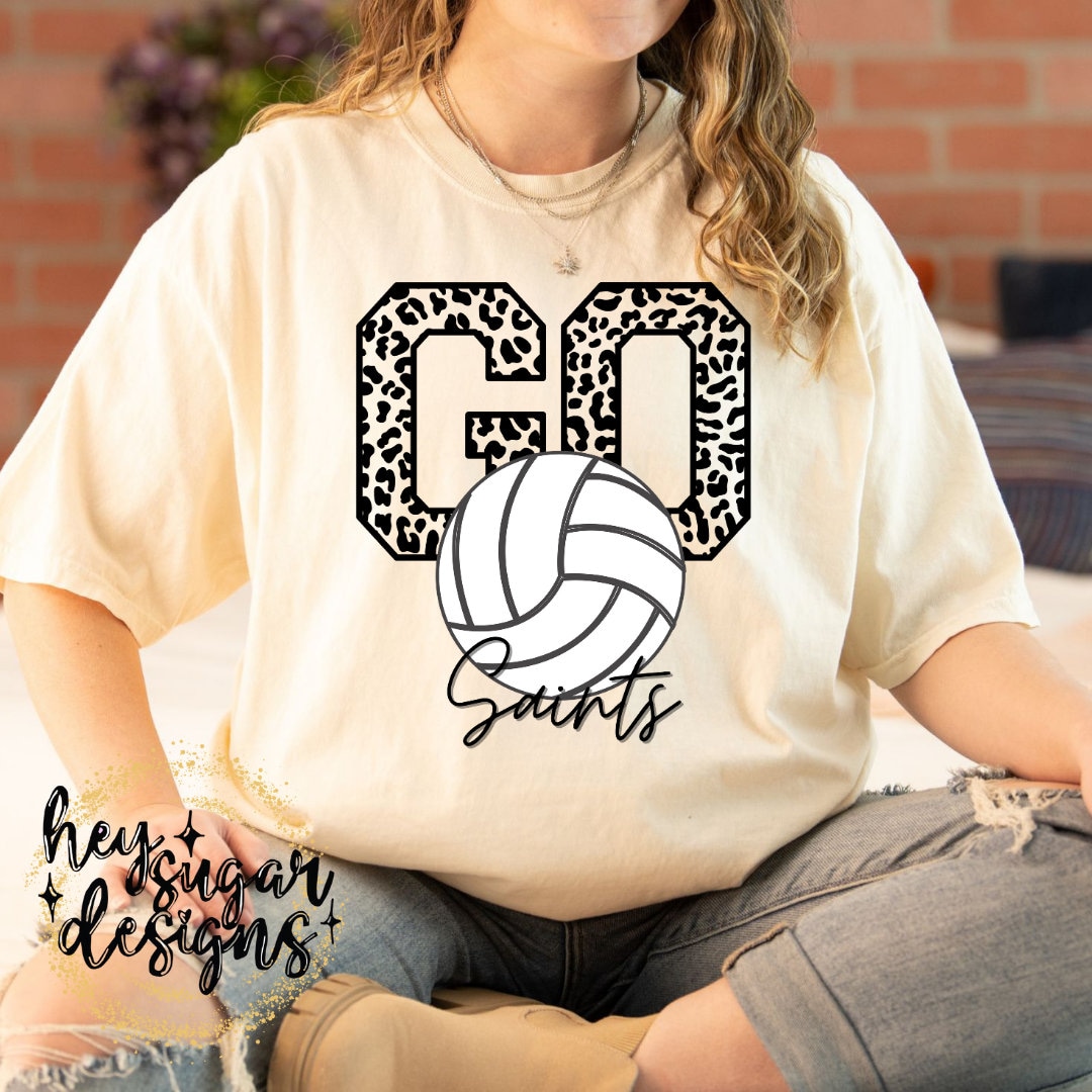 Go Saints Volleyball Sport Leopard Block Letters Script Sports PNG for ...