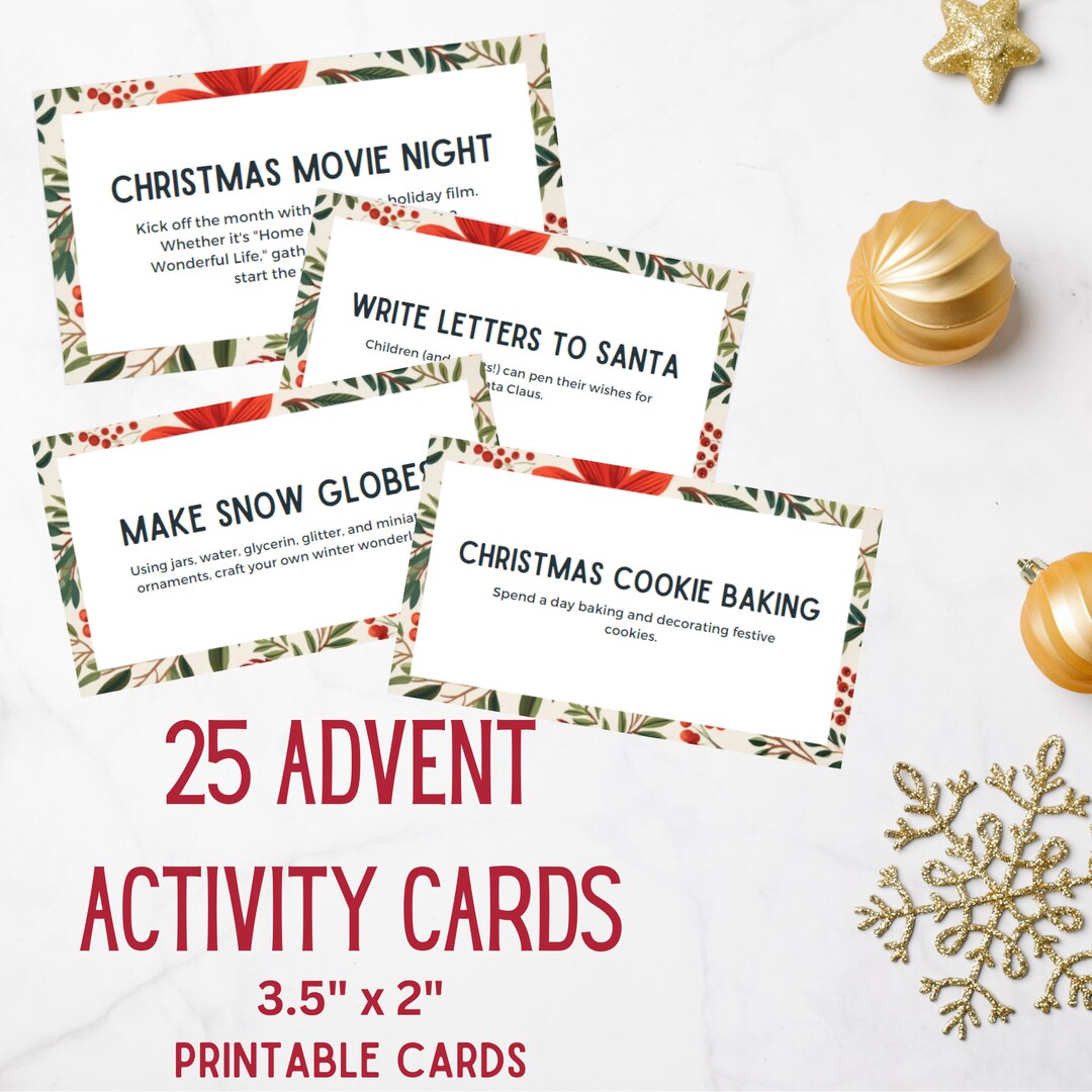 Printable Christmas Advent Activity Cards 25 Activities - Etsy