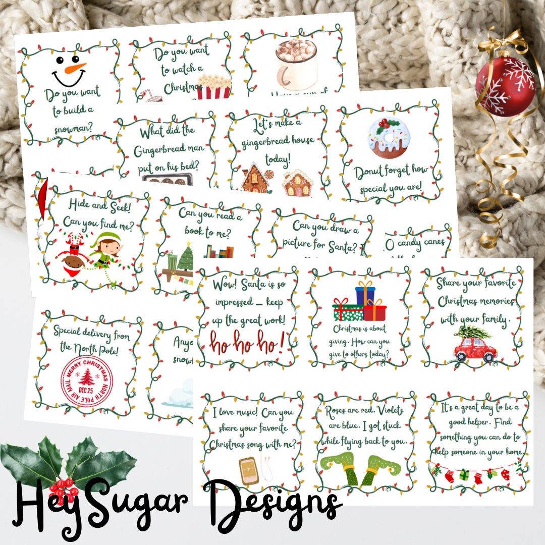 24 Elf Notes Printable Christmas Digital Instant Download Small Size ...