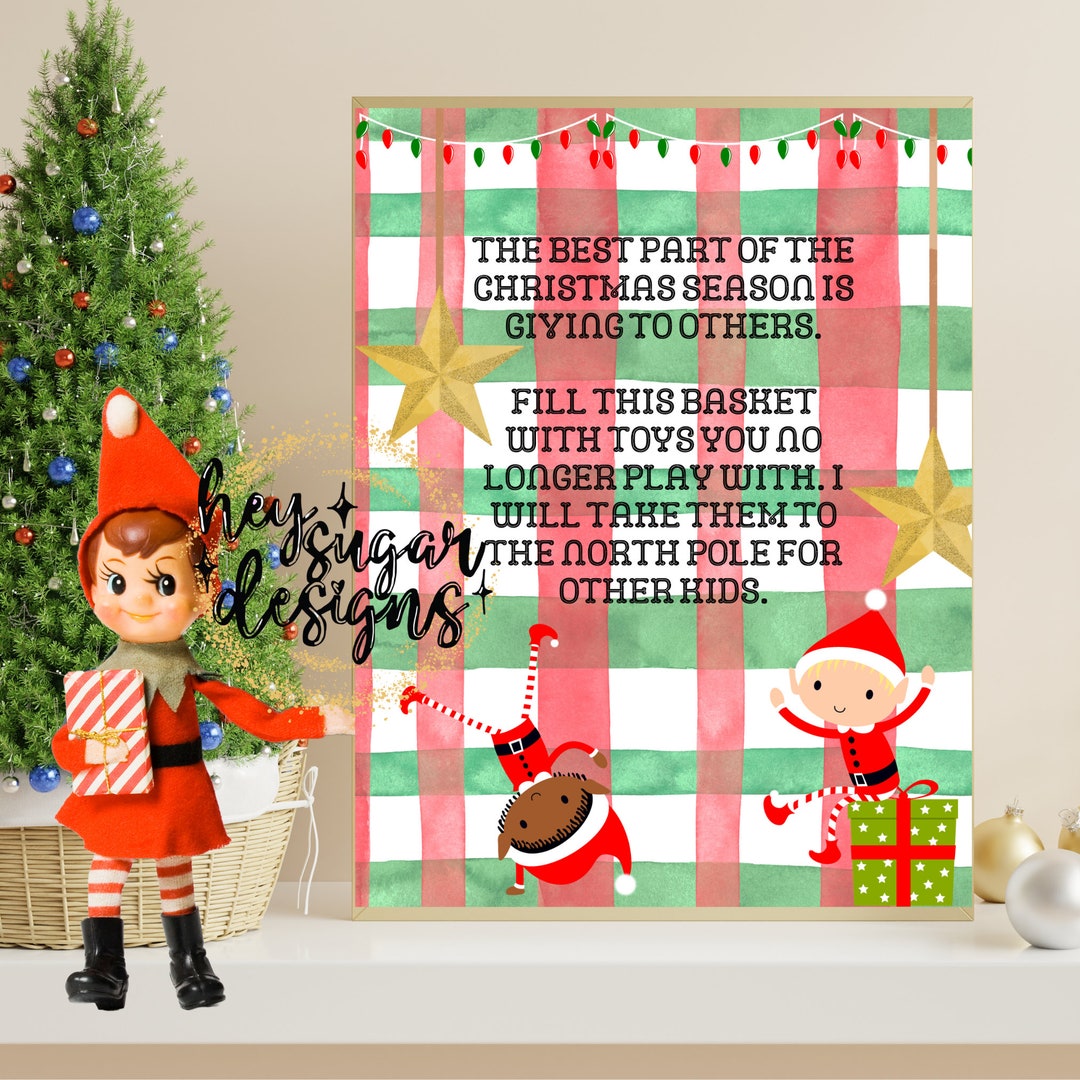 Christmas Elf Toy Clean Out Sign Holiday Elf Printable Note Donate Give ...