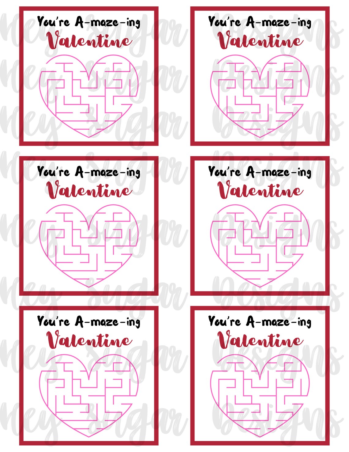 You're A-maze-ing Valentine Printable Valentine Cards With Maze ...