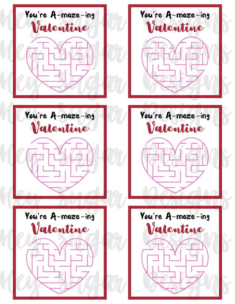 You're A-maze-ing Valentine Printable Valentine Cards With Maze ...