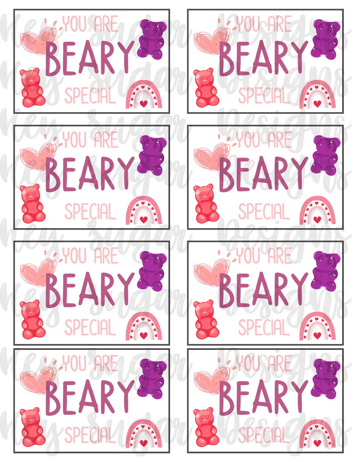 You Are Beary Special Gummy Bear Valentine Card Printables | Instant ...