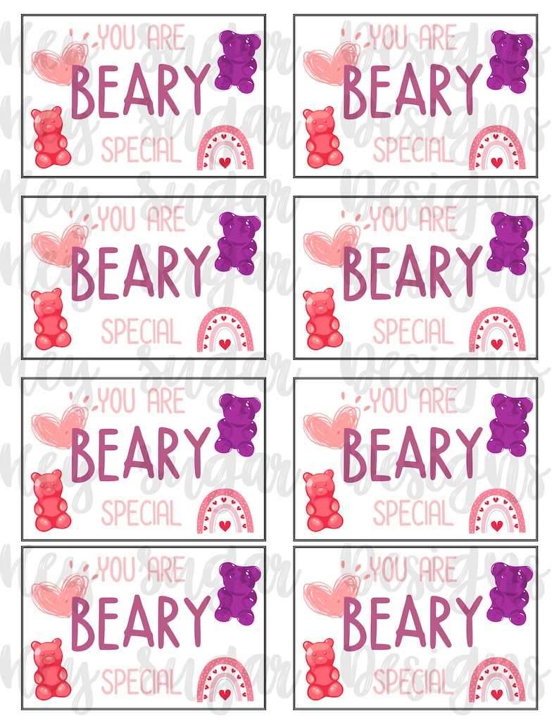 You Are Beary Special Gummy Bear Valentine Card Printables | Instant ...