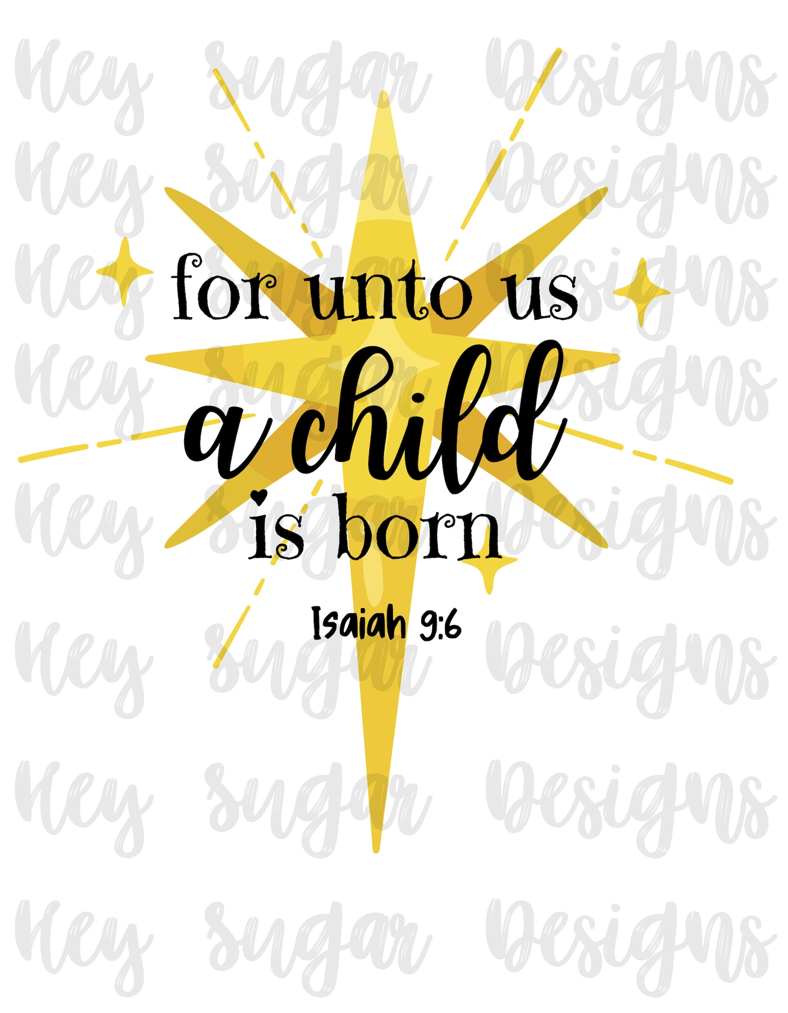 For Unto Us a Child is Born Christmas Nativity Star PNG for Sublimation ...