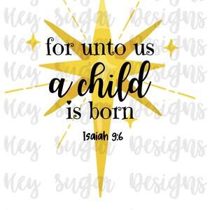 For Unto Us a Child is Born Christmas Nativity Star PNG for Sublimation ...