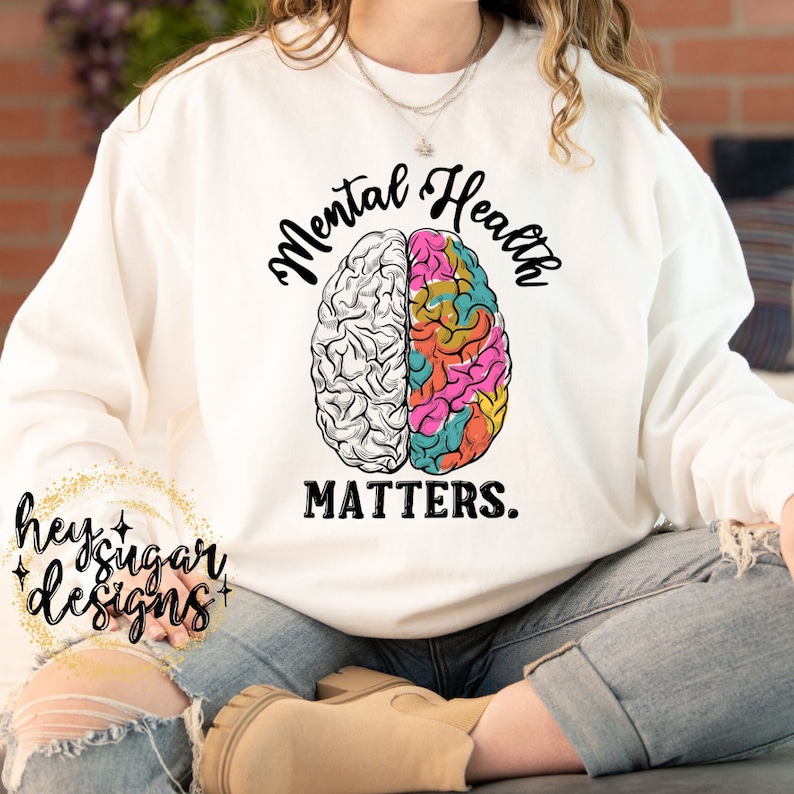 Mental Health Matters Rainbow Brain Png For Sublimation Etsy