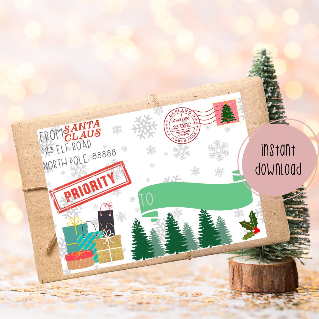 Santa Shipping Label | Christmas Present Label | Package Label ...