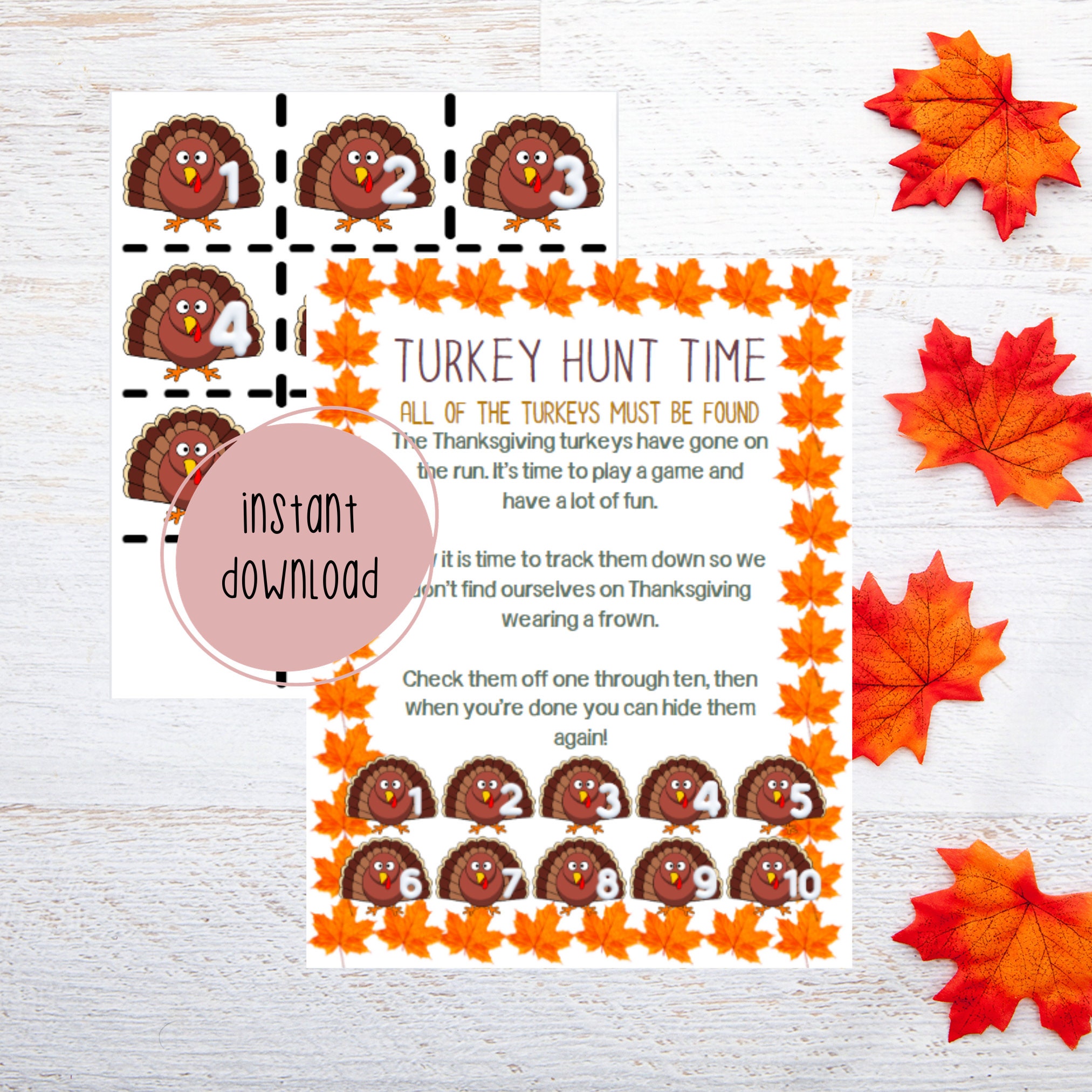 Thanksgiving Turkey Hunt Game | Scavenger Hunt Game | Printable ...