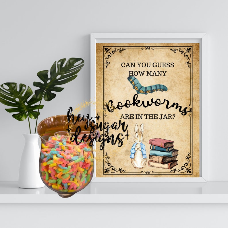 Can You Guess How Many Bookworms Are in the Jar Printable Baby Shower ...