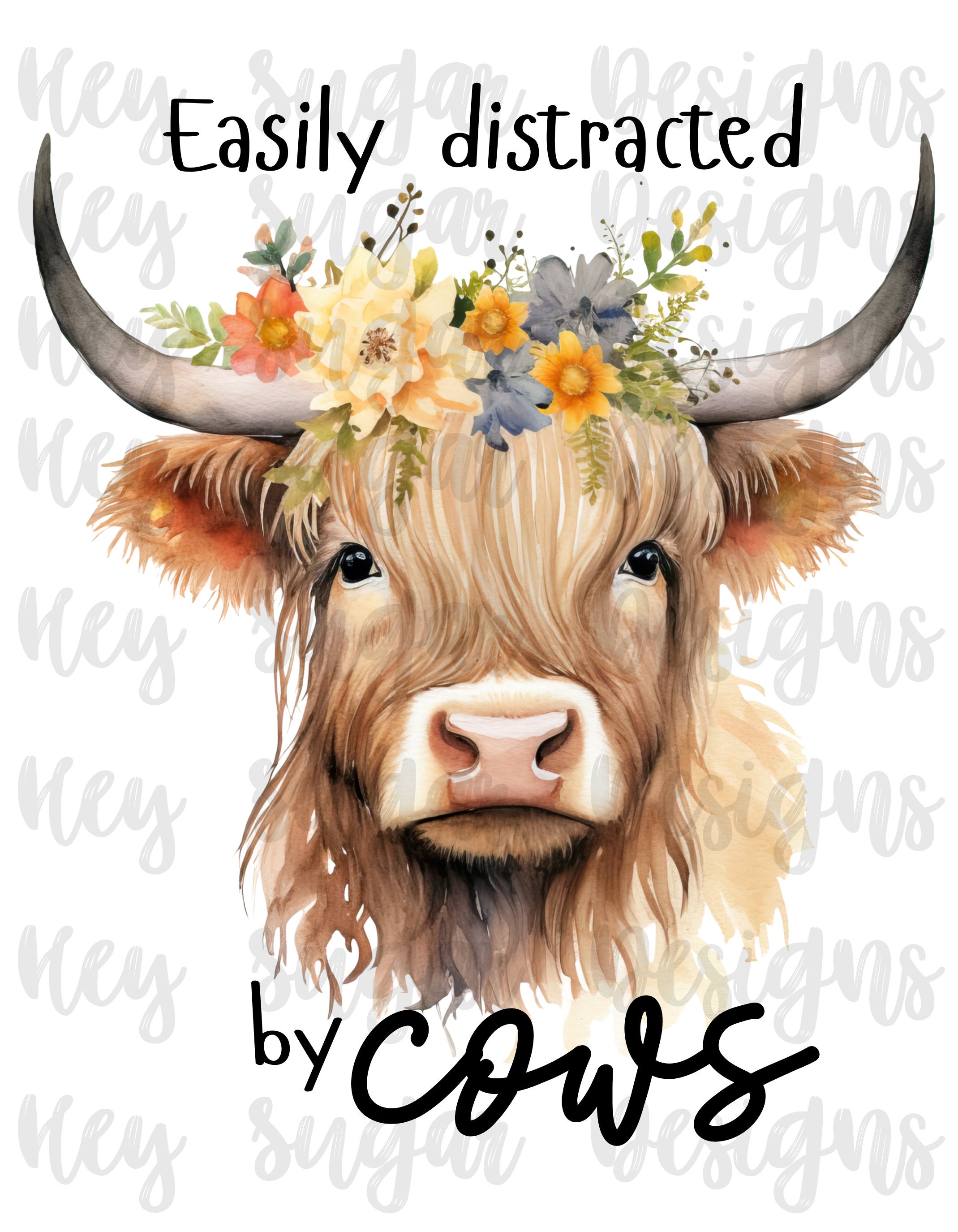 Easily Distracted by Cows PNG for Sublimation Screenprint DTF Highland ...