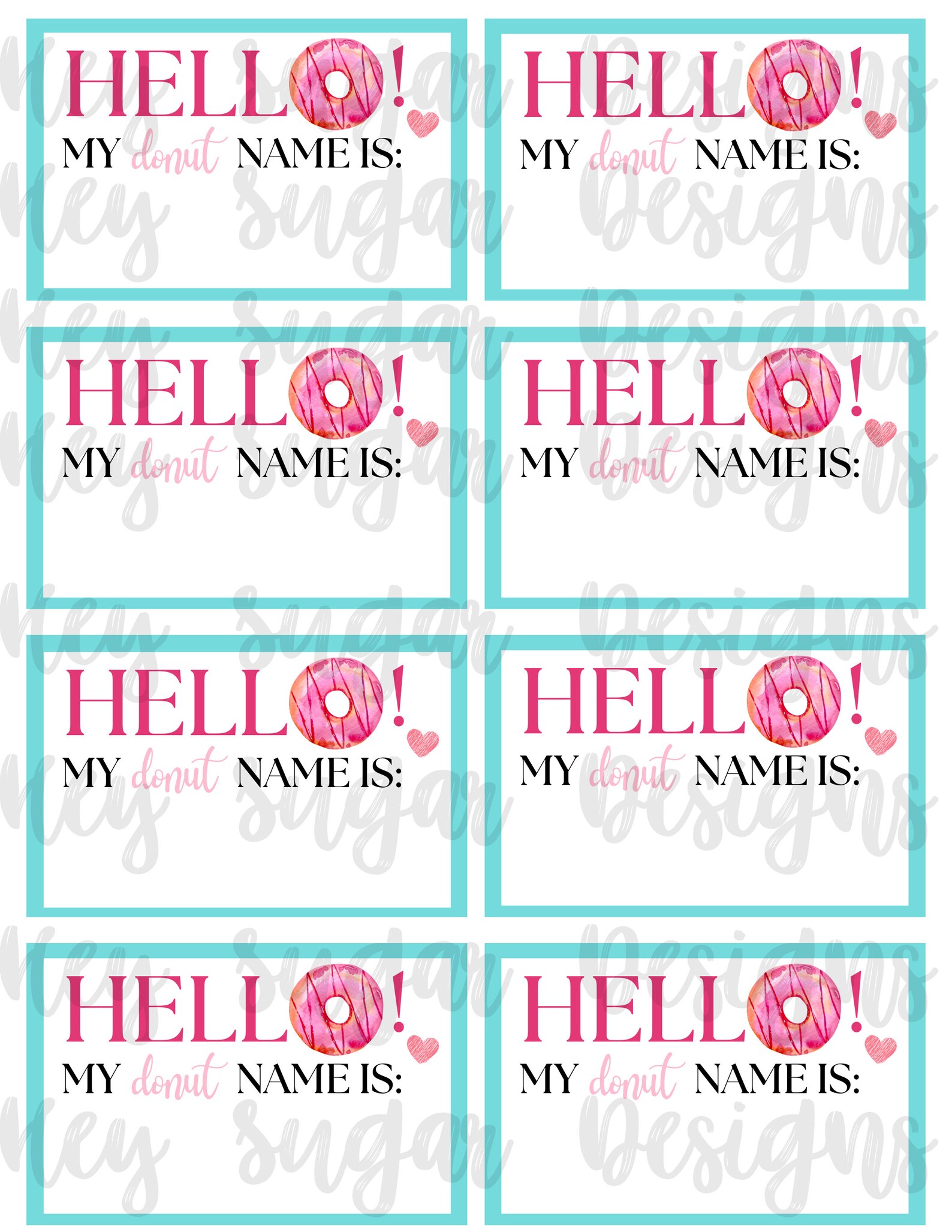 Donut Name Sign Printable | Whats Your Donut Name | Sweet One Donut ...