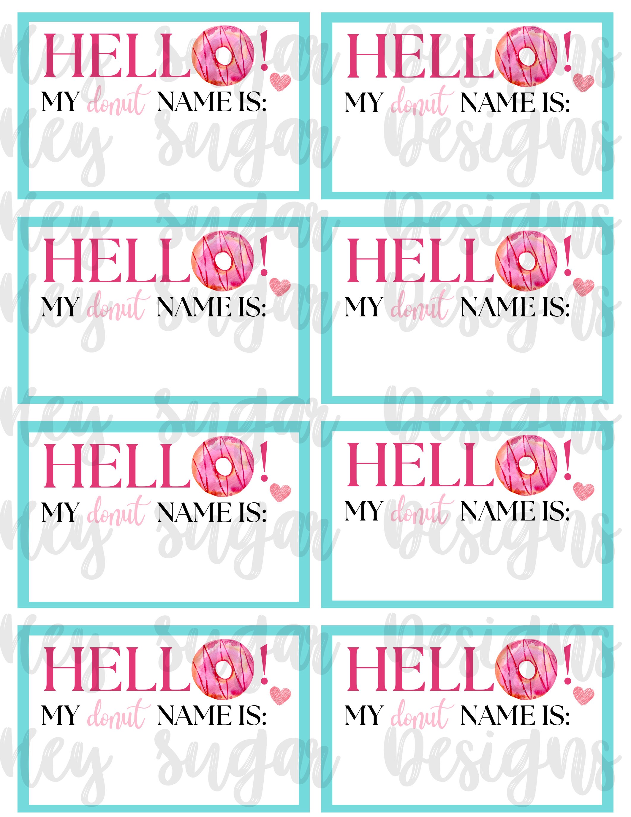 Donut Name Sign Printable | Whats Your Donut Name | Sweet One Donut ...