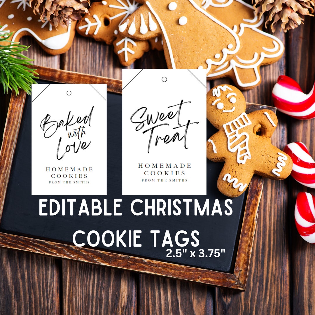 Editable Christmas Winter Holiday Cookie Gift Tags Printable Template ...