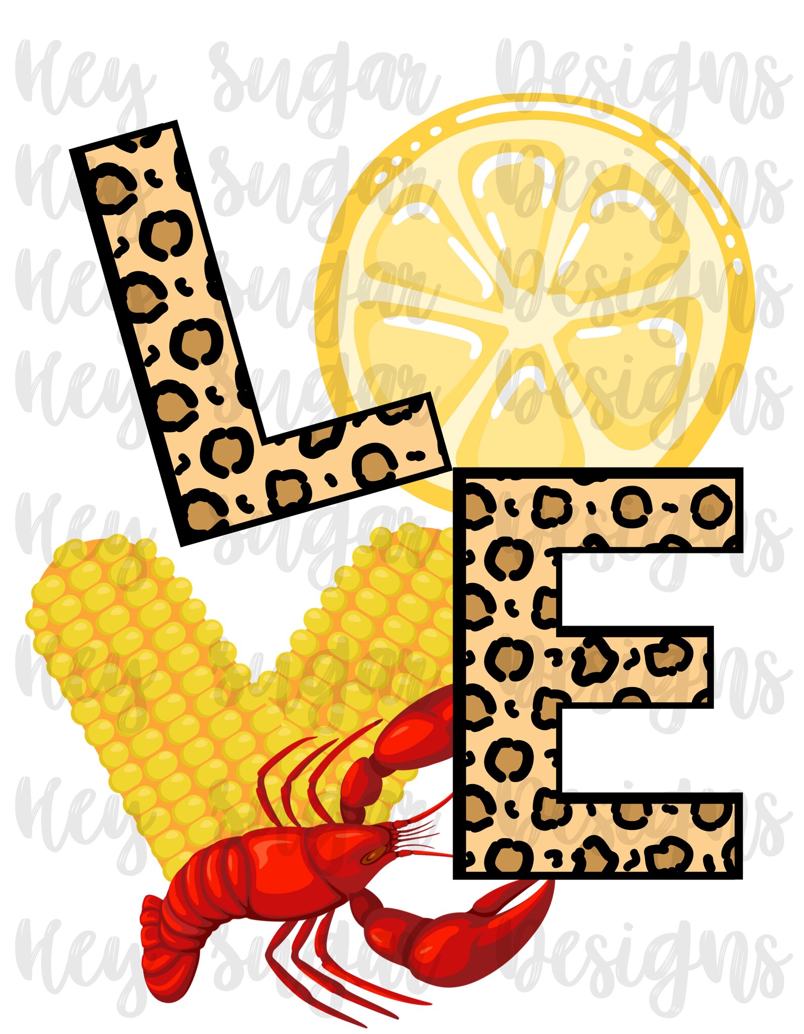 Love Crawfish Crayfish Leopard PNG for Sublimation, Screenprint, Corn ...