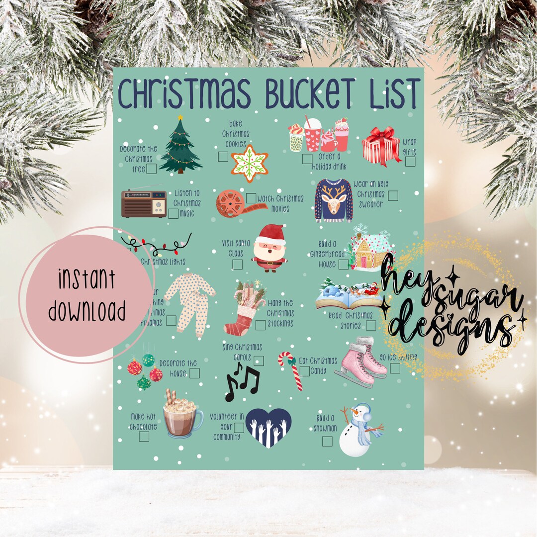 Christmas Bucket List | Instant Download | Printable Holiday Bucket ...
