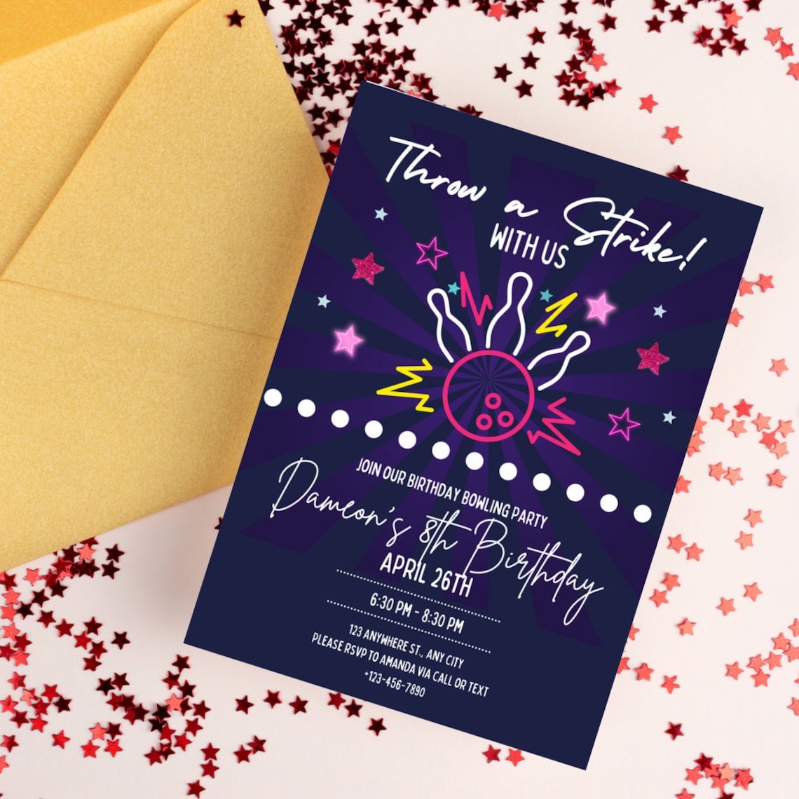 Editable Bowling Party Invitation Printable Digital Download - Etsy