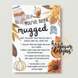 You've Been Mugged Fall Printable Game | Thanksgiving Game ...