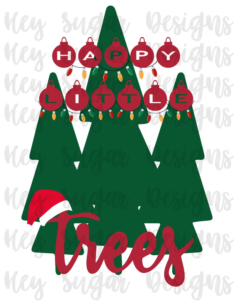 Happy Little Trees Christmas PNG for Sublimation, Screenprint - Etsy