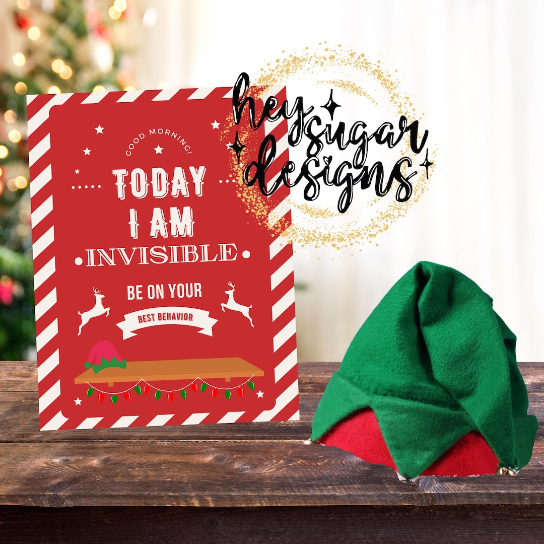 Invisible Elf Sign Printable Elf on the Shelf Sign Activity Christmas ...