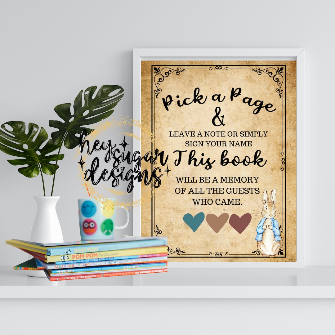 Book Baby Shower Pick a Page Sign a Book Printable Sign | Baby Shower ...