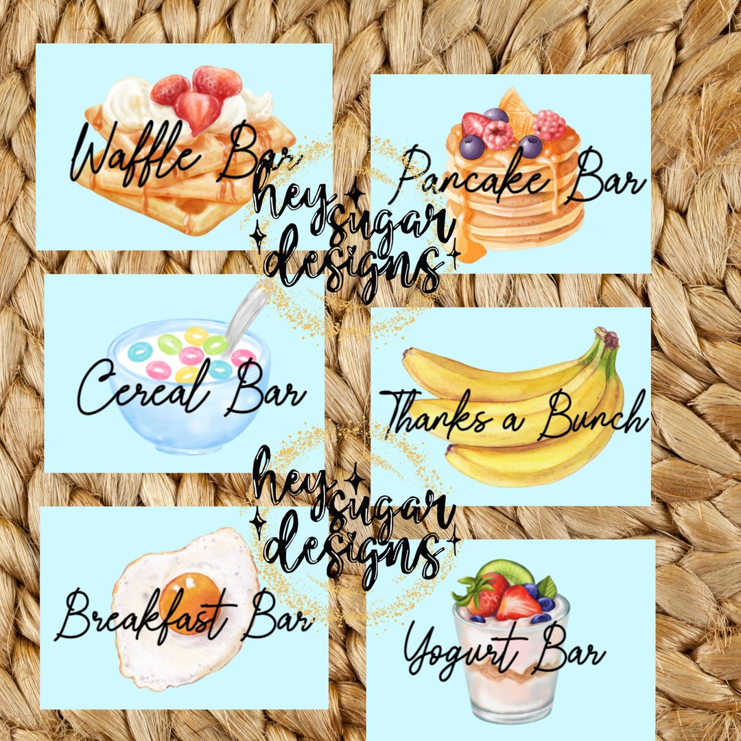 Breakfast Food Table Signs | Watercolor Signs | Printable | Bagels ...