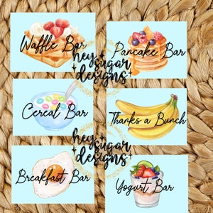 Breakfast Food Table Signs | Watercolor Signs | Printable | Bagels ...