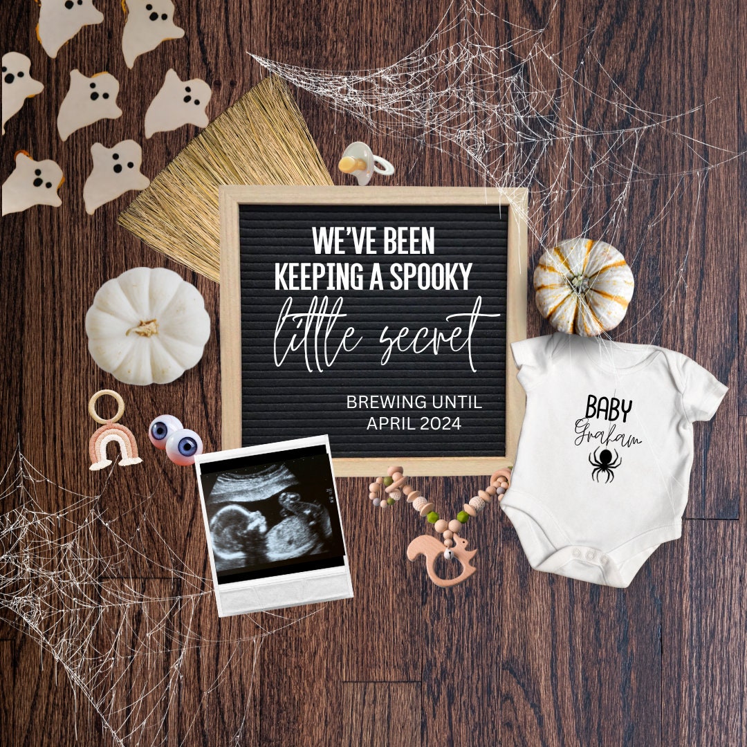 Spooky Little Secret Digital Pregnancy Announcement - Editable ...