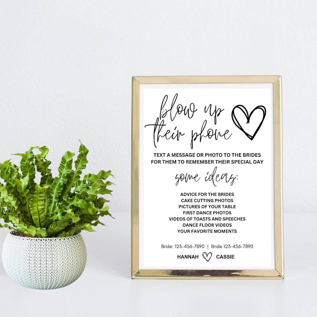 Editable Blow up Their Phones Wedding Marriage Printable Sign Template ...