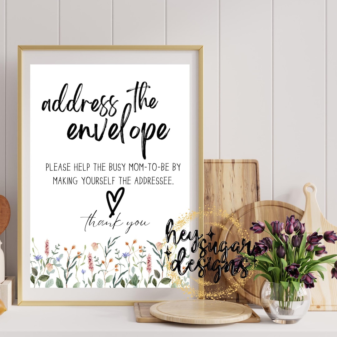 Address the Envelope Baby Shower Printable | Wildflowers | Simple ...