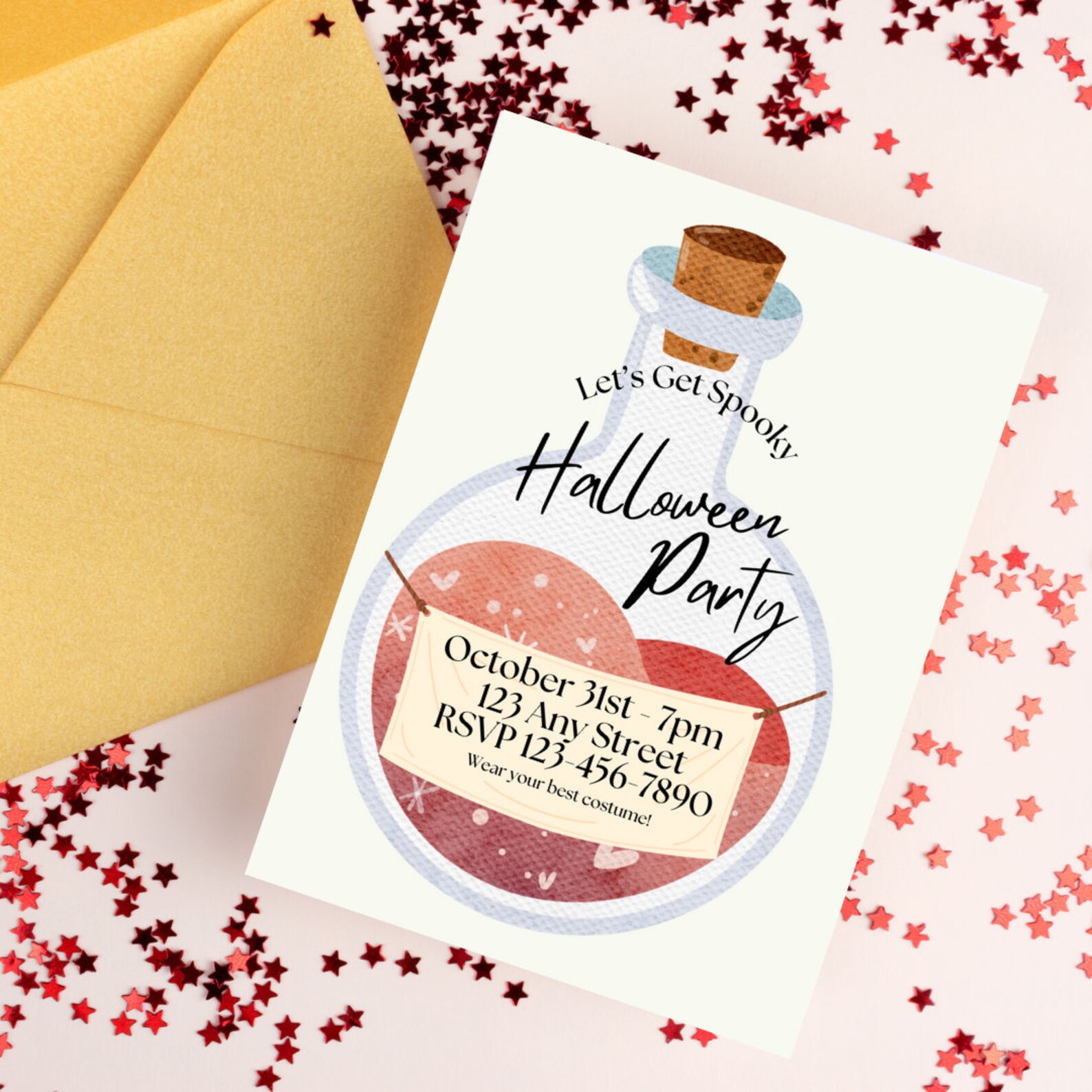 Editable Let's Get Spooky Potion Halloween Party Invitation Template ...